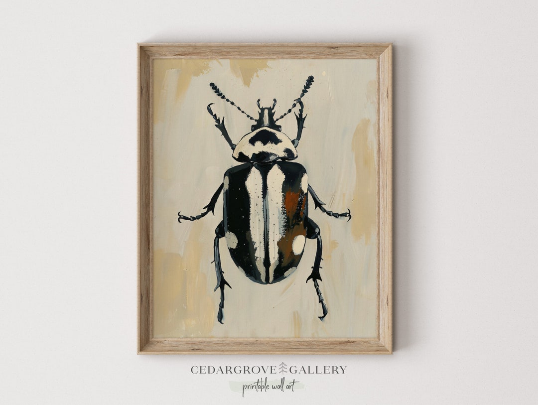 Printable Minimalist Beetle Wall Art | Insect Painting | Muted Neutral ...