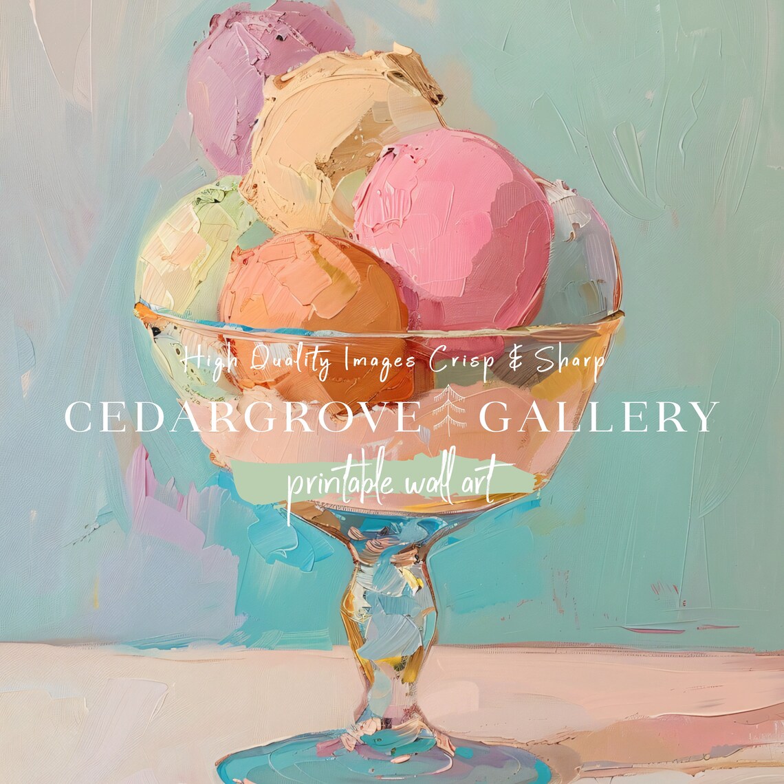 Ice Cream Sundae Painting: Retro Kitchen Decor (digital Download) - Etsy