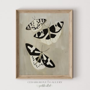 Moths Wall Art | Minimalist Insects Painting | Nature Neutral Tones ...