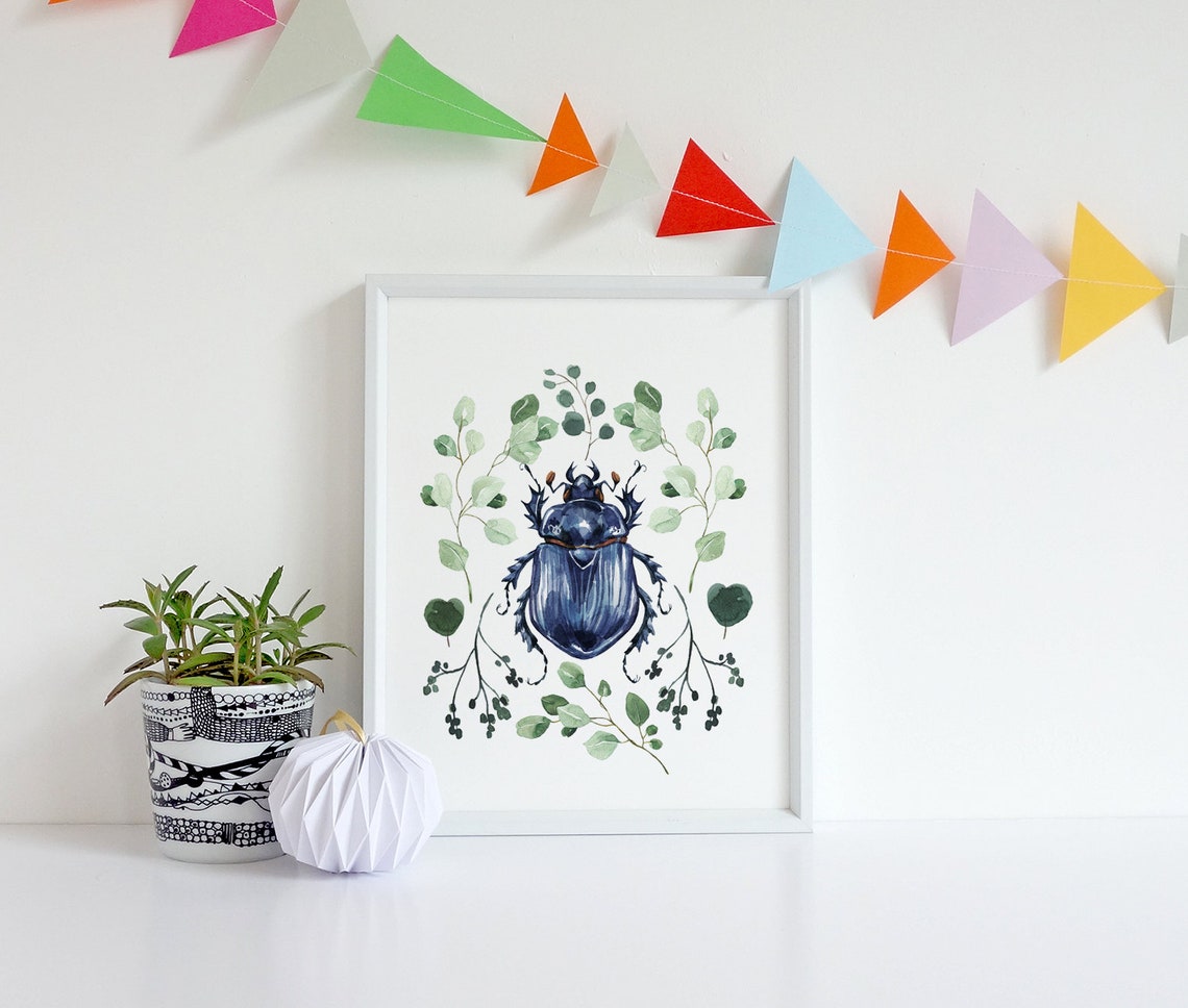 Beetle Art Print Plants and Beetle Printable Digital Download | Etsy