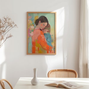 Mother of Child Painting Mom Wall Art Portrait Pastel Colors Print for ...
