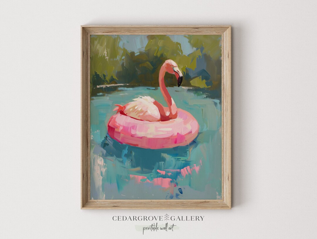 Pink Flamingo Pool Float Wall Art | Flamingo Painting | Summer Vibes ...