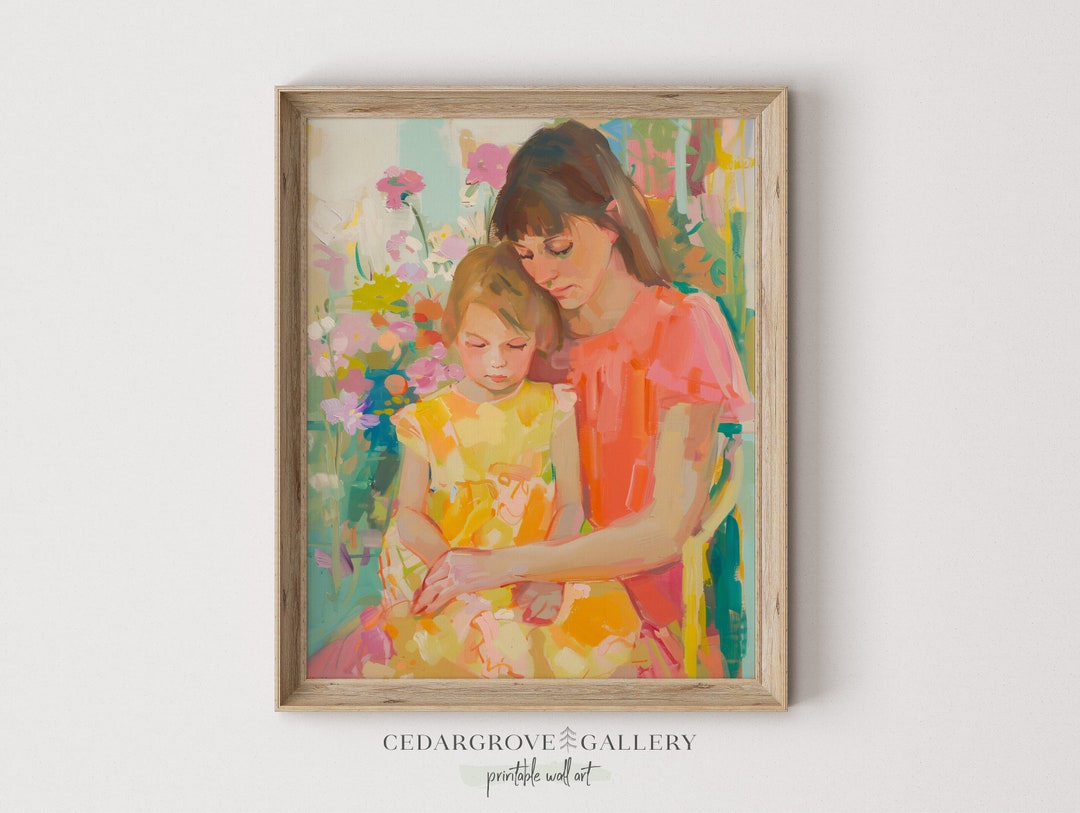 Mother of Child Painting | Mom Wall Art | Portrait Pastel Colors ...