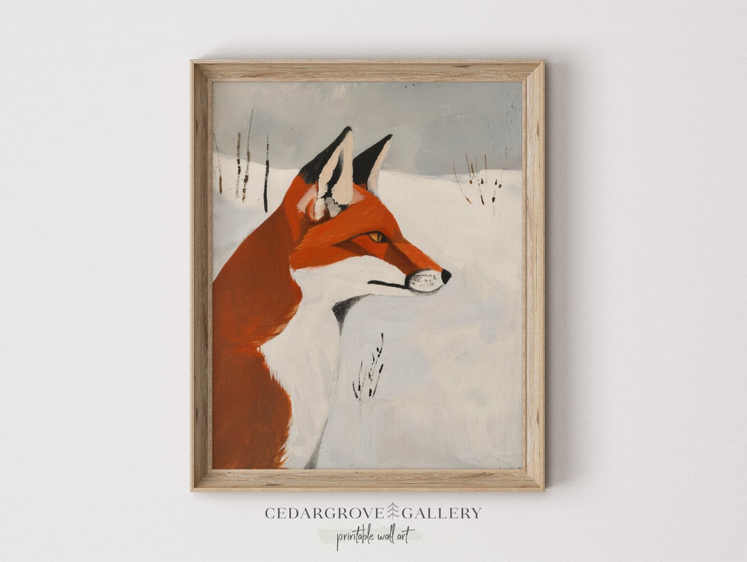 Snow Fox Wall Art | Fox Winter Landscape Print | Snowy Wall Art | Bold ...
