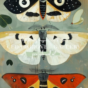 Moths Wall Art | Butterfly Painting | Nature Insects | Retro Pastel ...