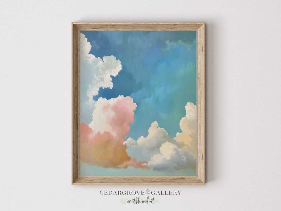 Blue Sky Clouds Printable Landscape Painting | Minimalist Wall Art ...