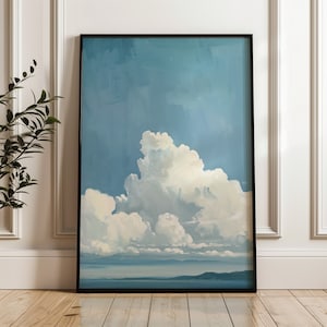 Blue Sky Clouds Painting | Printable Sky Landscape | Light Blue Wall ...