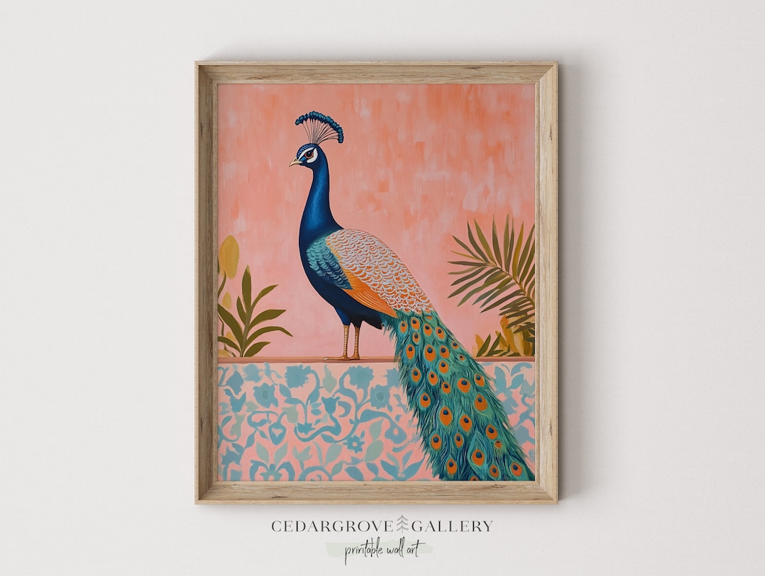 Peacock Painting: Tropical Moroccan Bird Art (digital Download) - Etsy