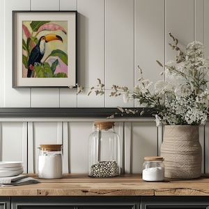 Toucan Wall Art | Tropical Bird Landscape Print | Palm Tree Toucan ...