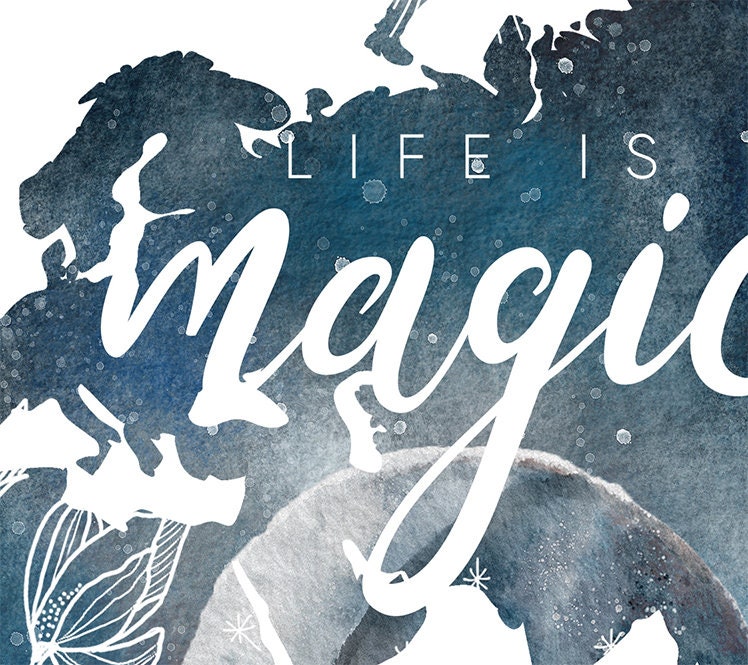 Life is Magic World Map Art Print Map Printable Wall Art | Etsy