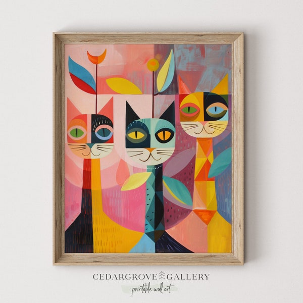Modern Cat Art - Etsy
