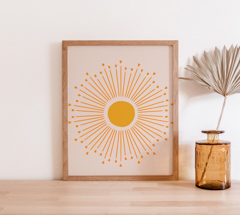 Minimalist Sun & Moon Art Print SET of 3 Geometric and - Etsy