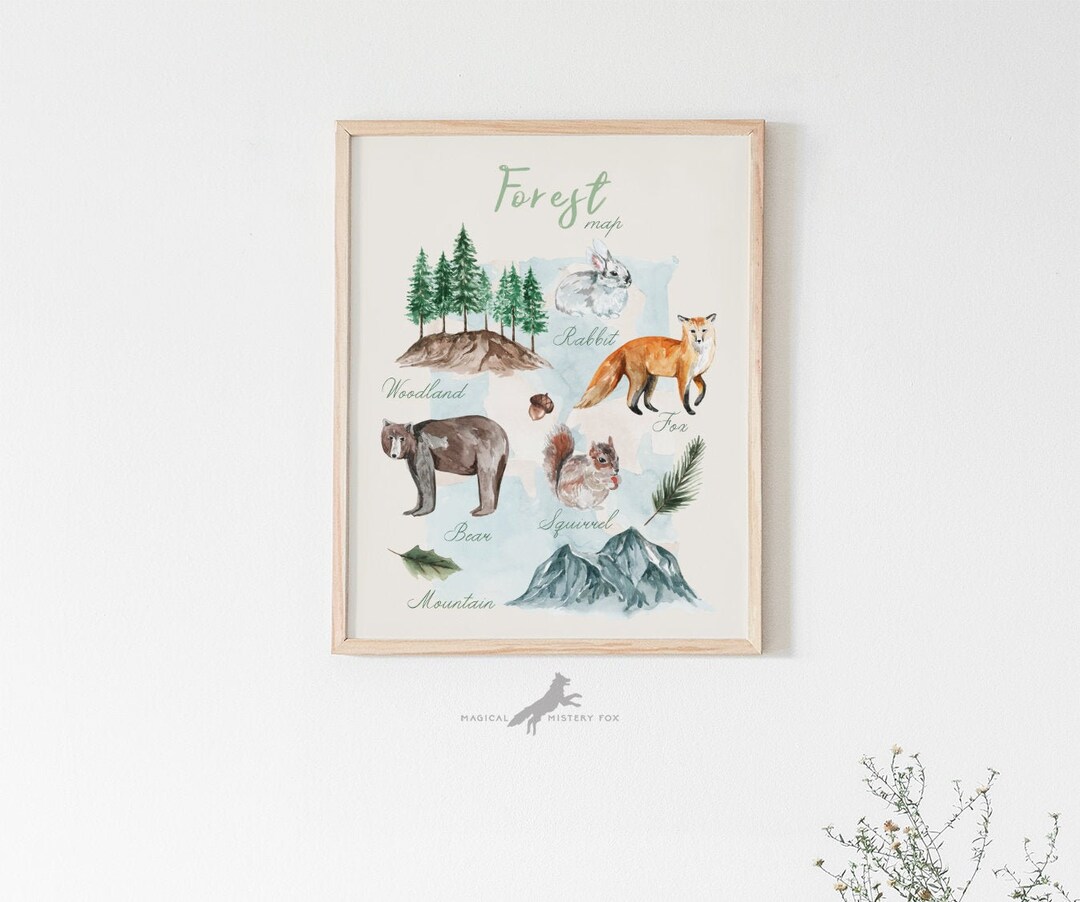 Forest Map Print Digital Download Autumn Decor Woodland - Etsy