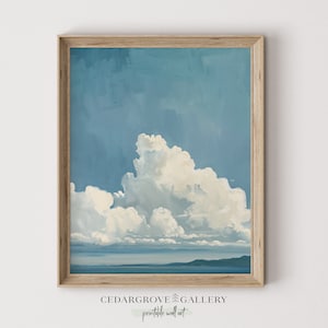 Blue Sky Clouds Painting | Printable Sky Landscape | Light Blue Wall ...