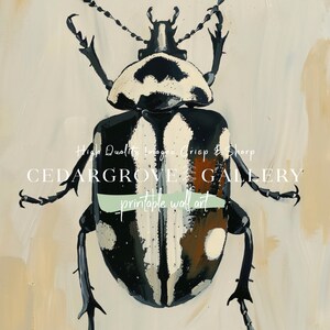 Printable Minimalist Beetle Wall Art Insect Painting Muted Neutral ...