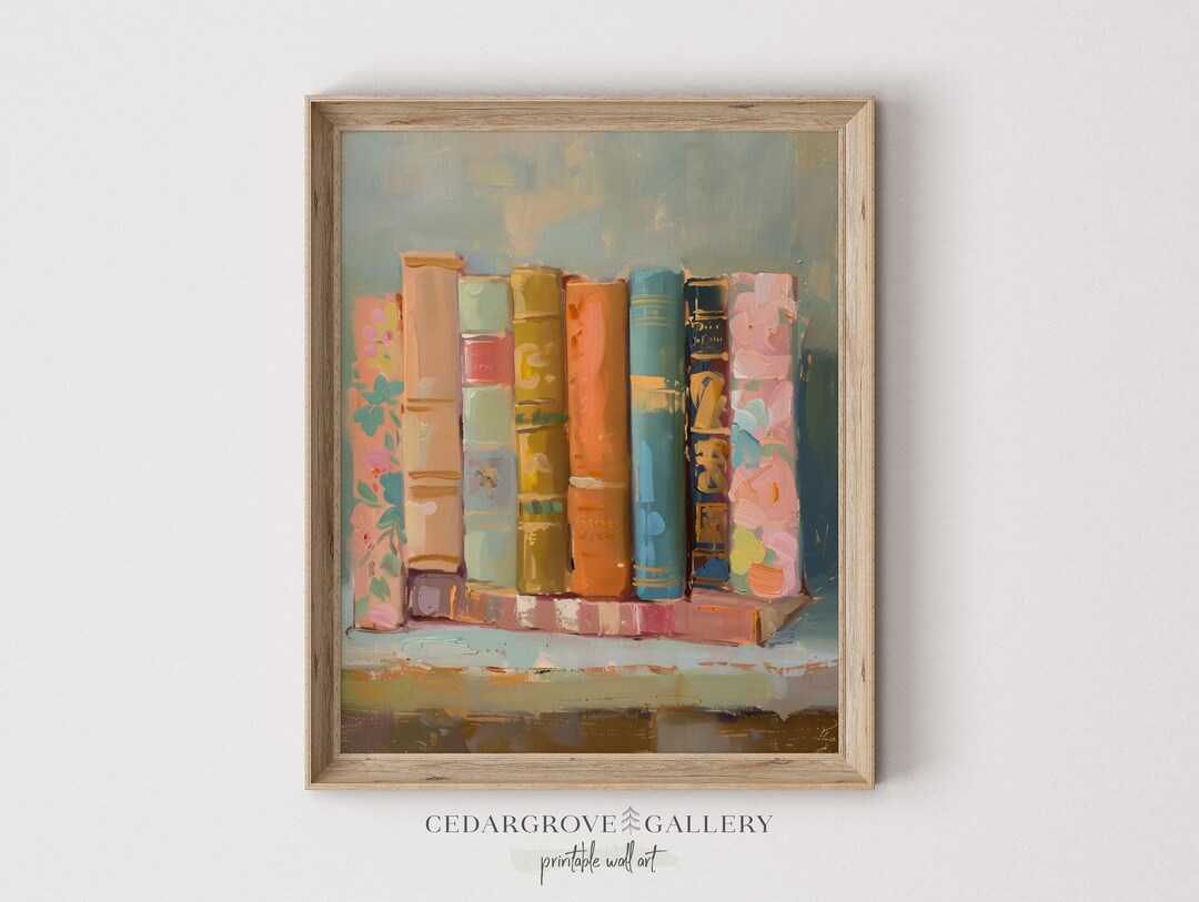 Books Painting Print: Pastel Literature Wall Art (digital Download) - Etsy