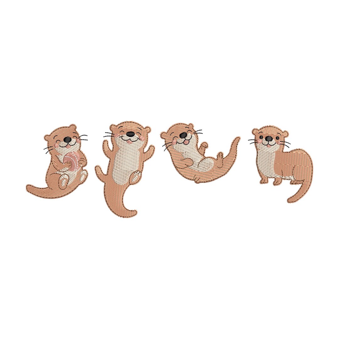 Cute Otters Embroidery Design Bundle - Playful Animal Machine ...