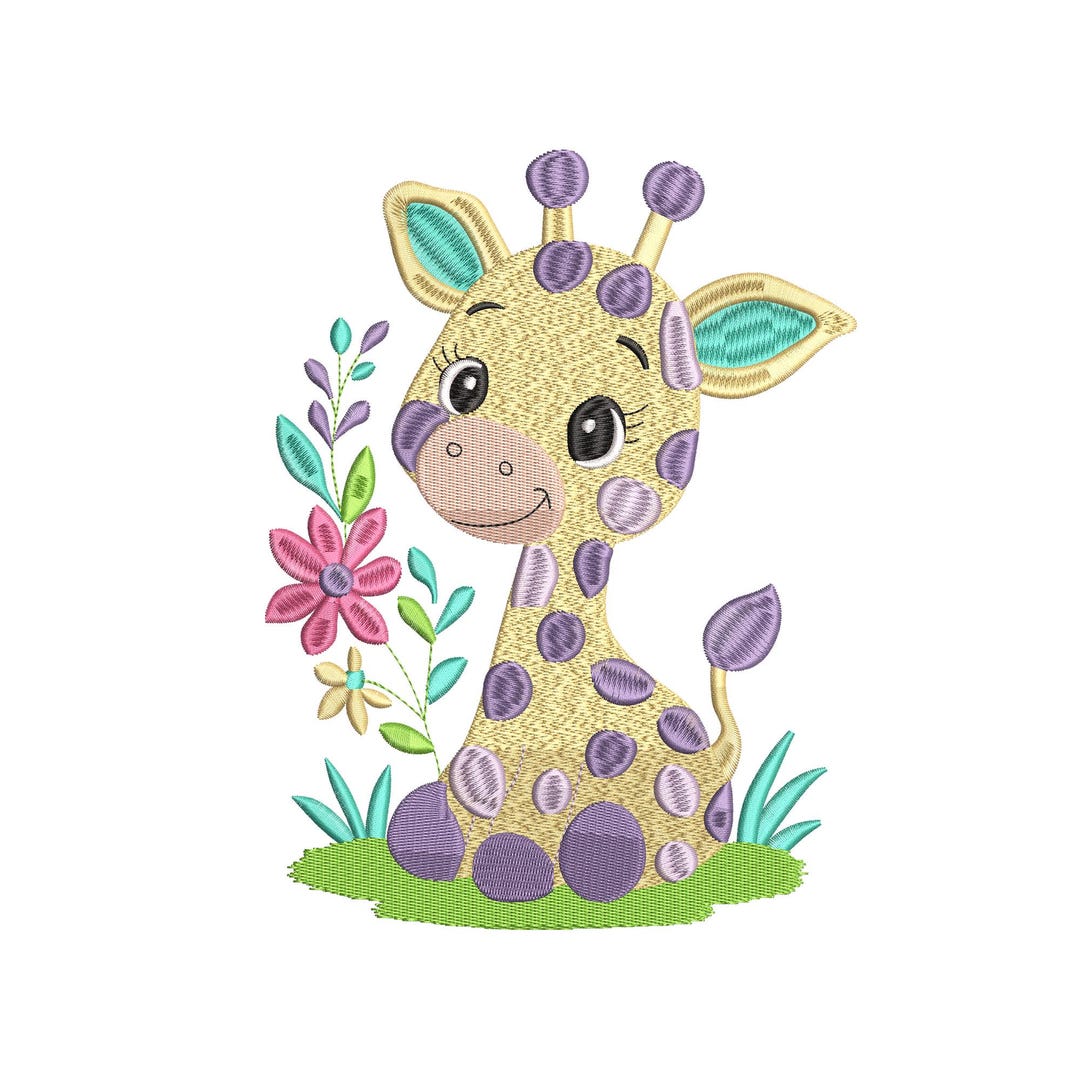 Safari Animal Giraffe Embroidery Design, Cute Baby Giraffe Machine ...