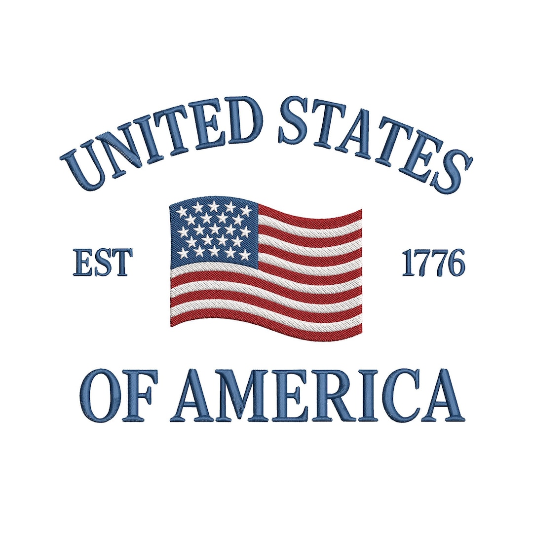 USA 1776 Embroidery Design, Patriotic United States Flag Machine File ...