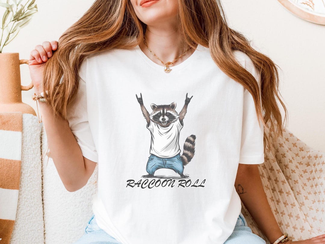 Funny Raccoon Shirt – Raccoon Shirt – Raccoon Roll Tee – Rock , Roll ...