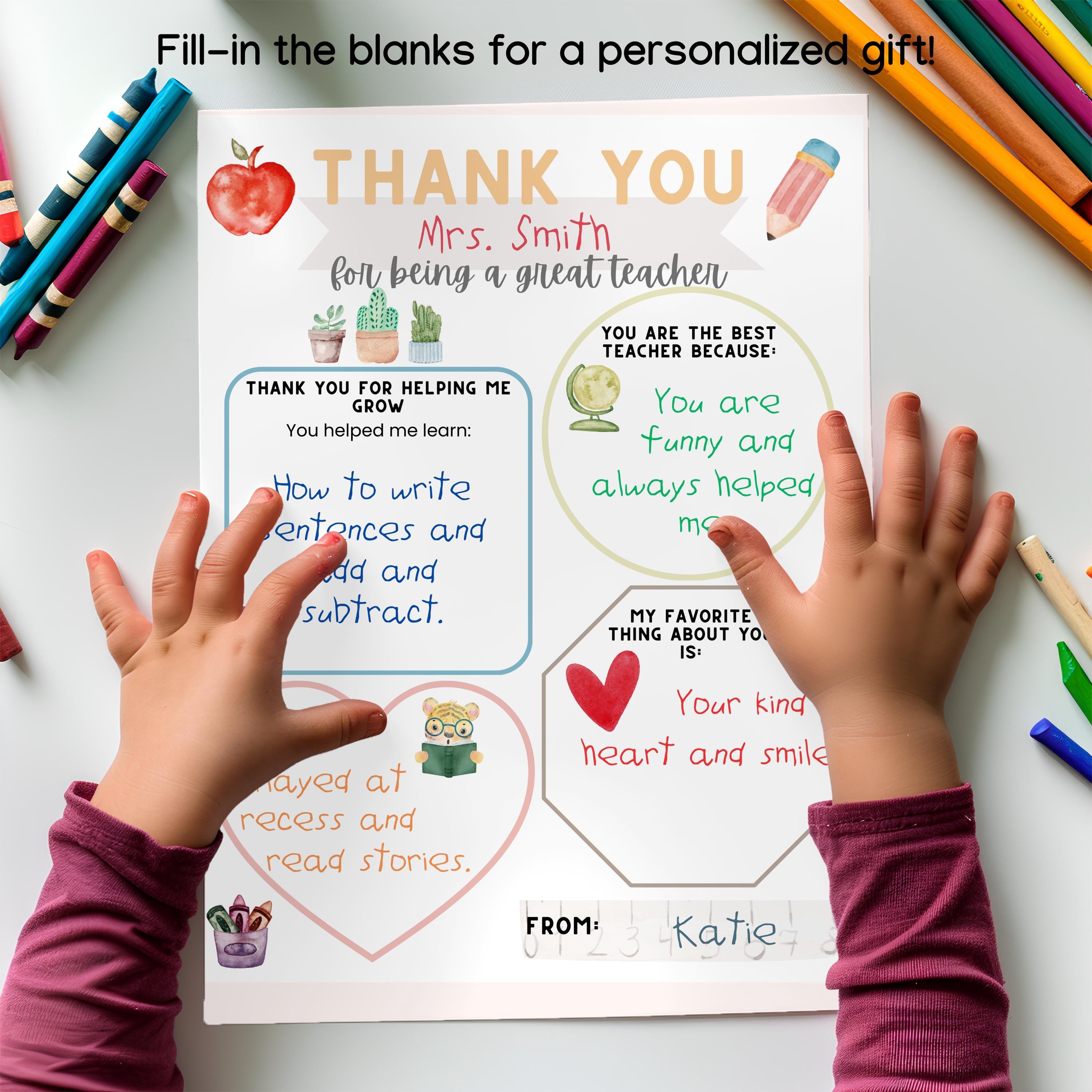 Teacher Appreciation Thank You Card Printable, Teacher Appreciation ...