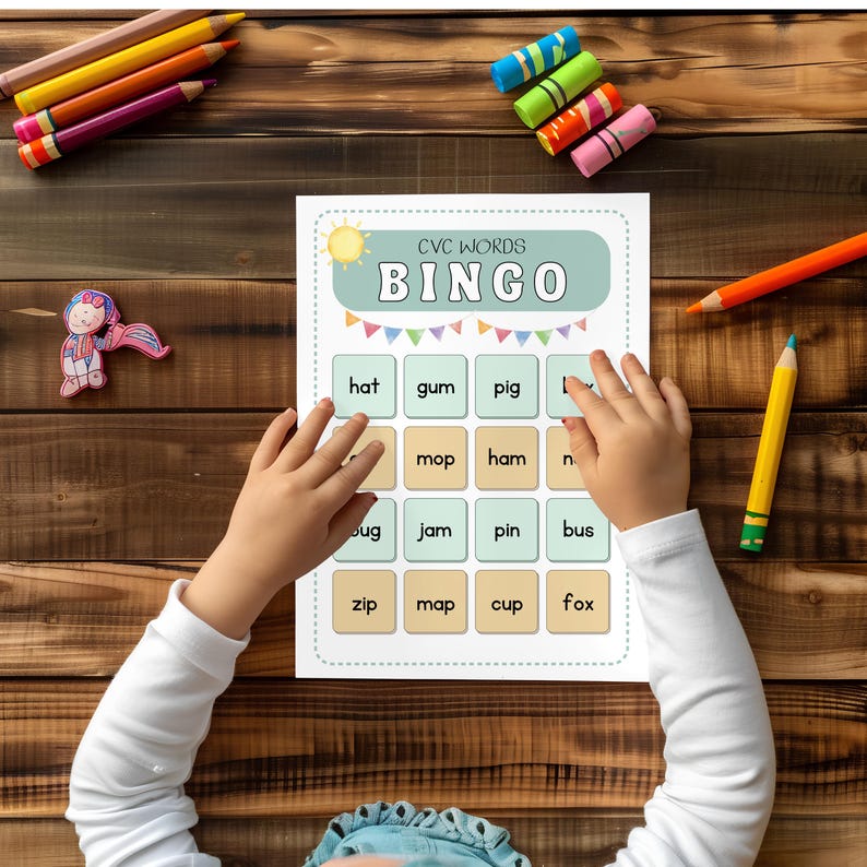 CVC Word Bingo Game: Homeschool Reading Activity (printable) - Etsy