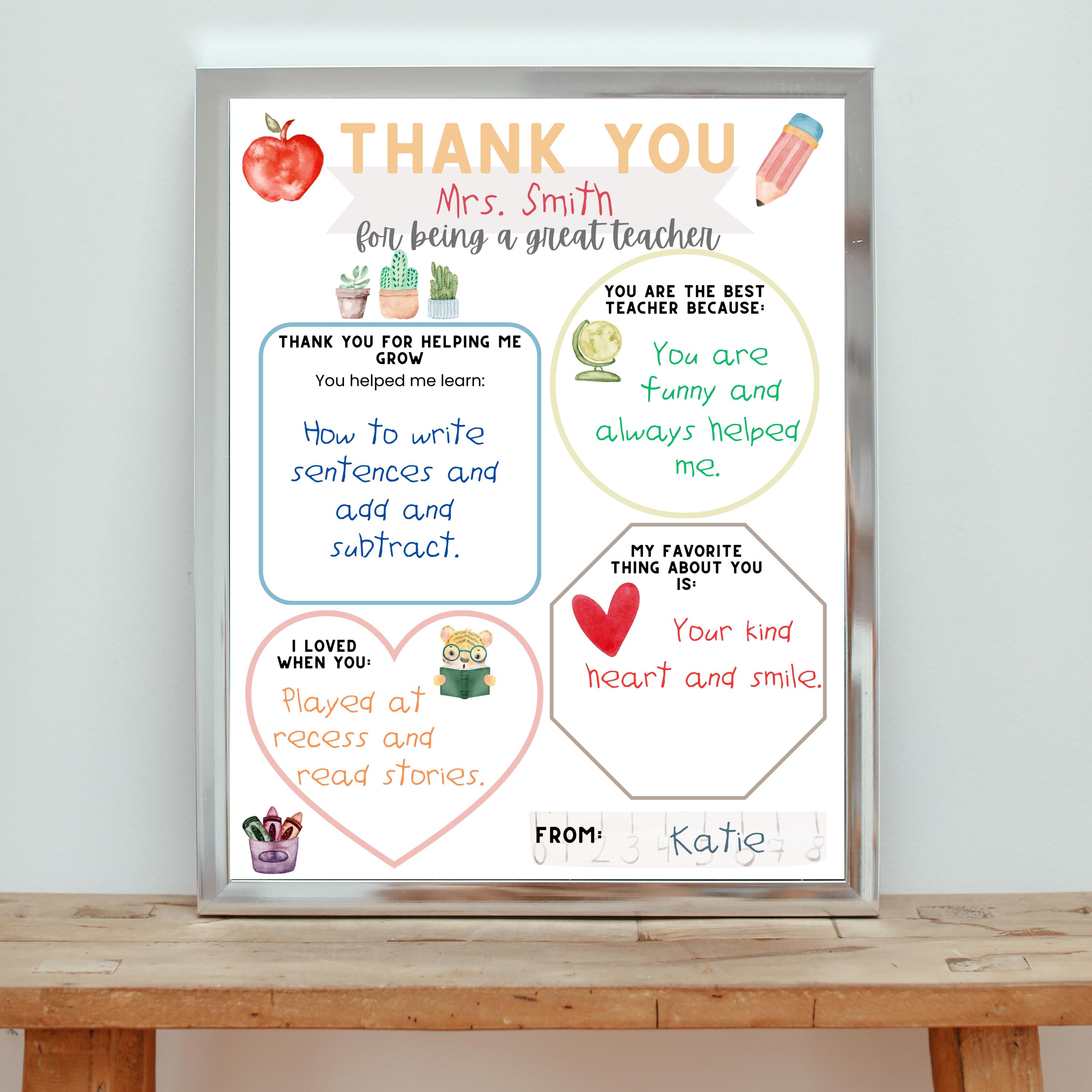 Teacher Appreciation Thank You Card Printable, Teacher Appreciation ...