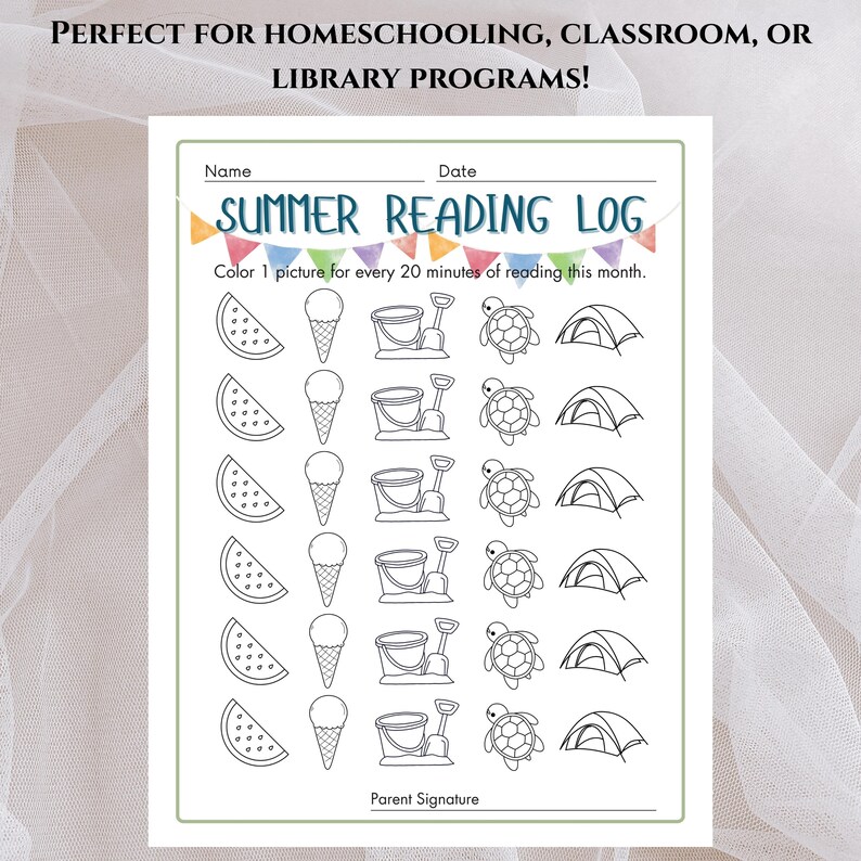 Summer Reading Log and Bingo Sheet Bundle, Homeschool Reading Activity ...