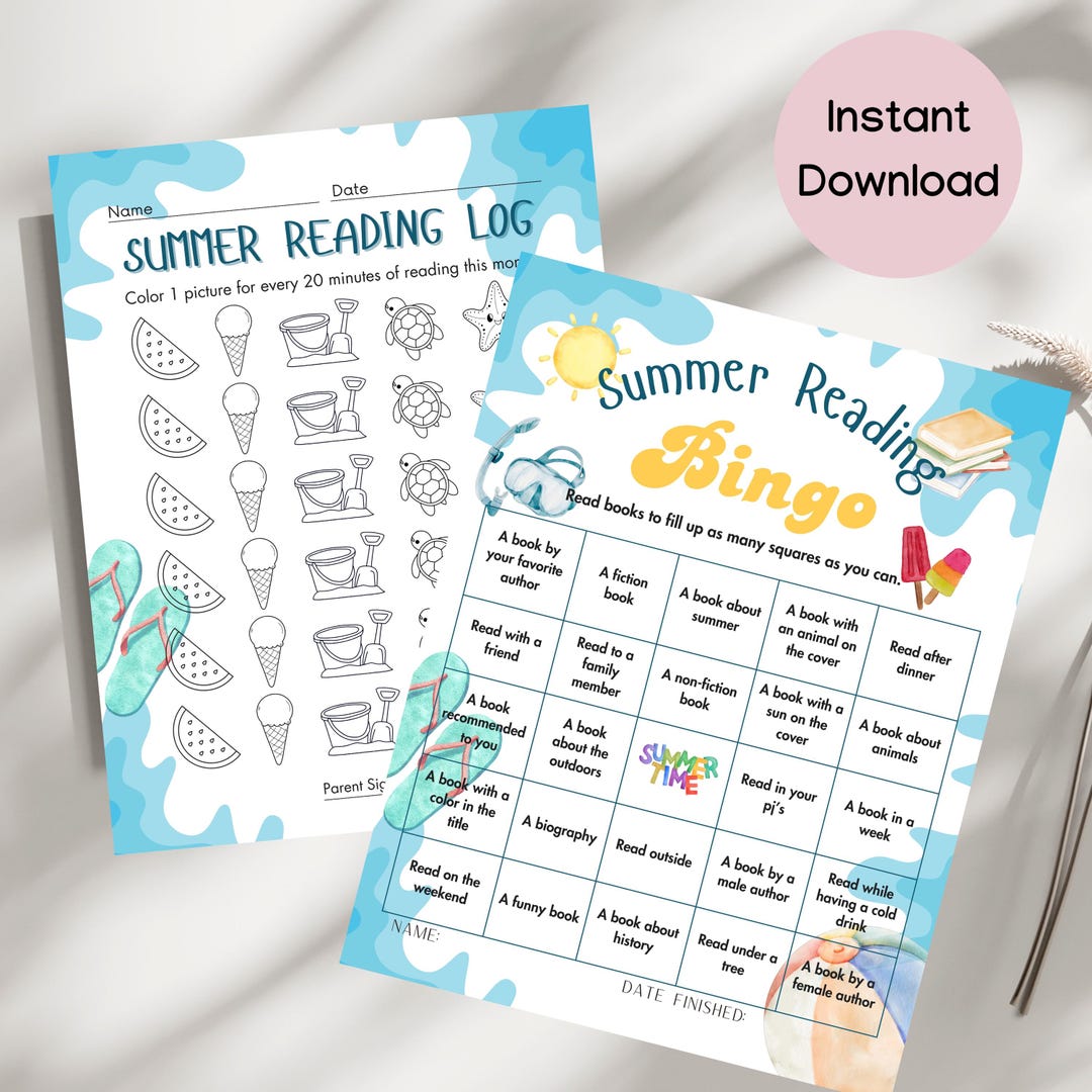 Summer Reading Log and Bingo Bundle for Kids, Homeschool Reading ...