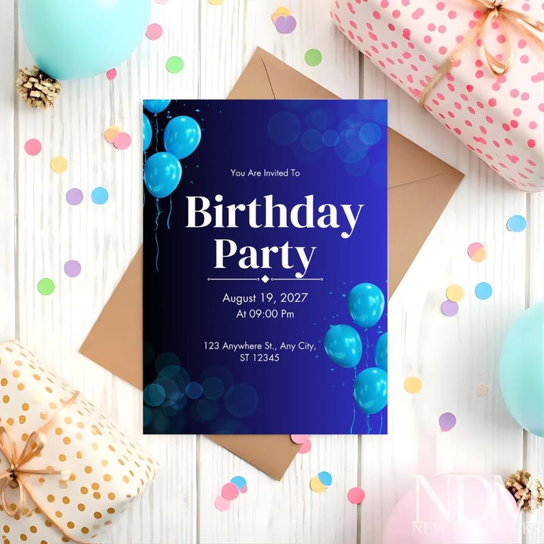 Editable Birthday Invitation Template, Canva Invite (digital Download ...