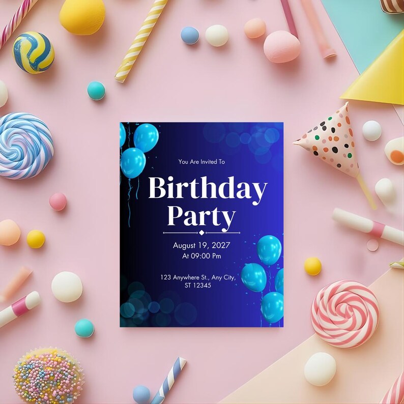 Editable Birthday Invitation Template, Canva Invite (digital Download ...