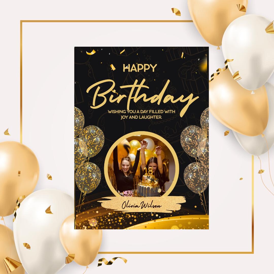 Glam Birthday Invitation, Editable Canva Template (instant Download) - Etsy