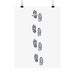 Steps to Success Motivational Footprint Canvas Minimalist Wall Art - Etsy