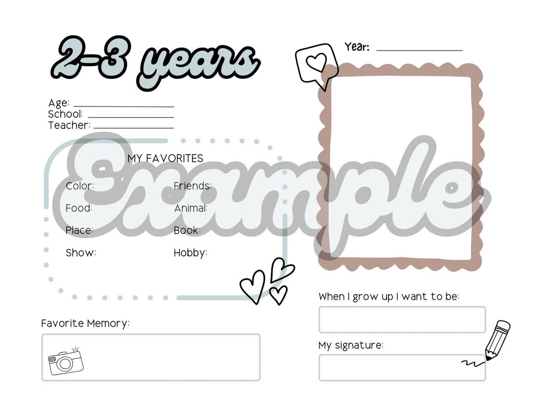 Printable Kids Memory File Box | Digital Download | 23 Tabs + 16 Yearly ...