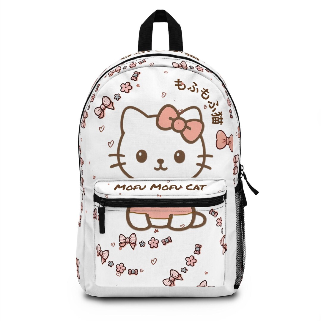 Cute Cat Backpack - Kawaii School Bag, Adorable Mofu Mofu Cat Design ...