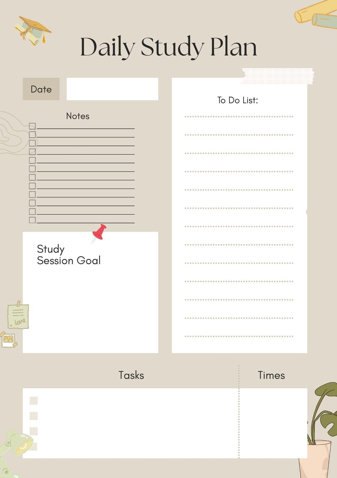 Aesthetic Daily Study Planner Template for Students – Editable on Canva ...