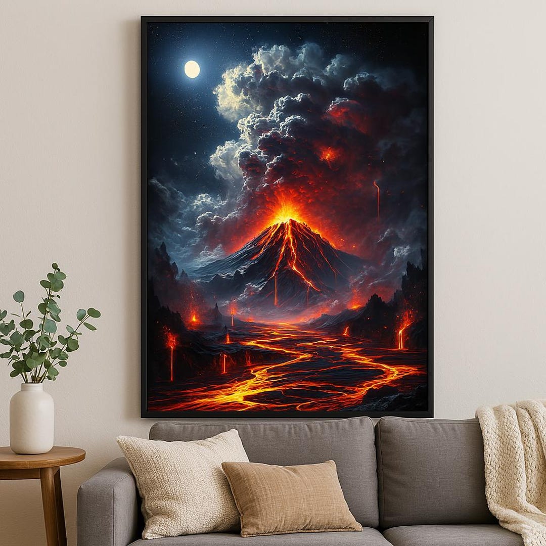 Erupting Volcano Digital Art | AI Landscape Wall Art | Printable ...