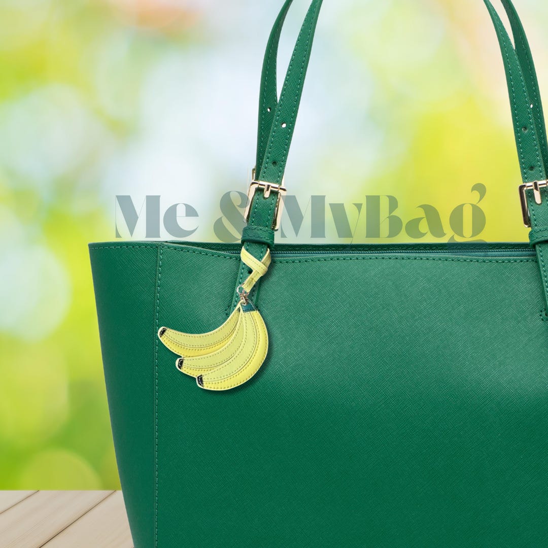 Leather Banana Bag Charm, Cute Yellow Fruit Keychain, Leather Purse ...
