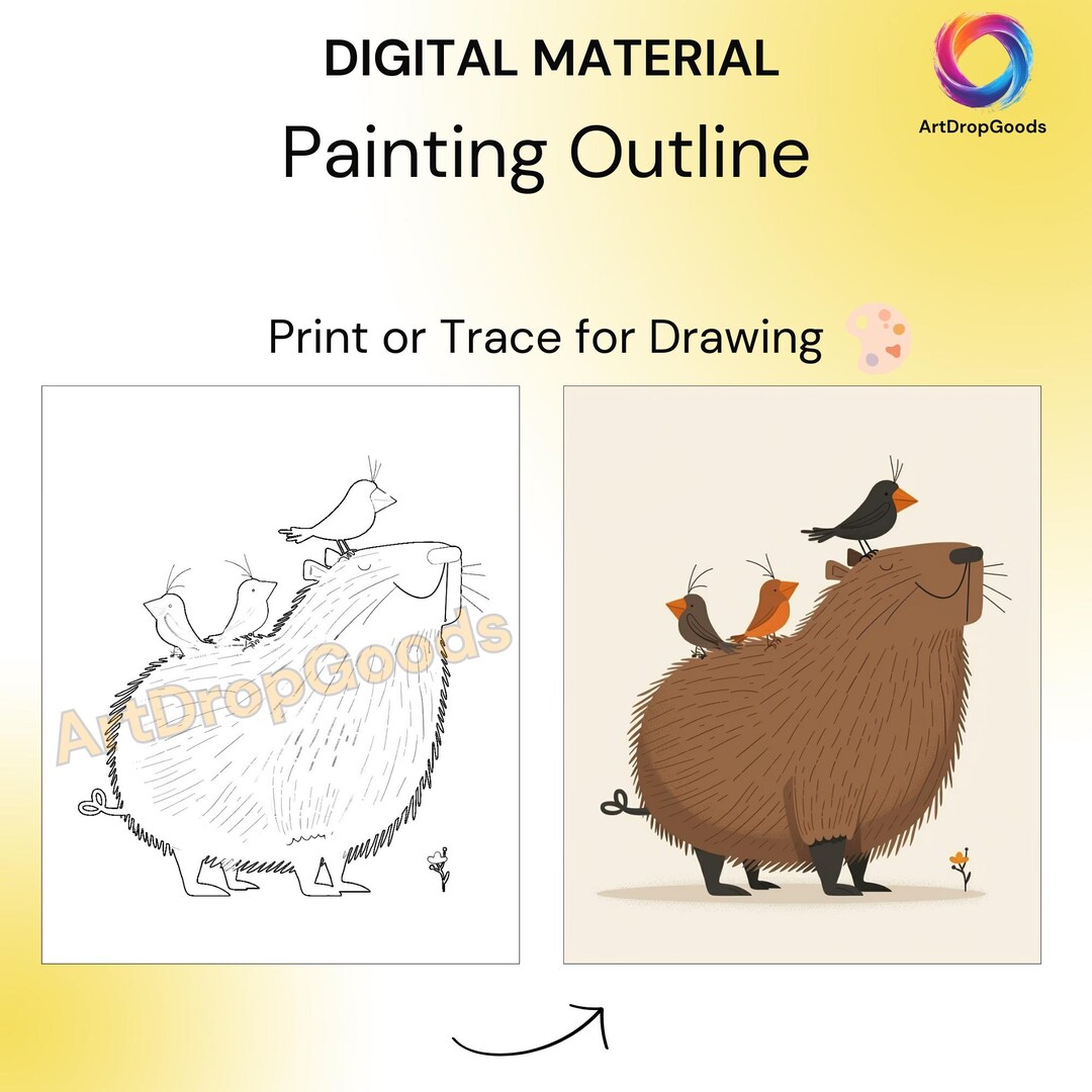 Capybara Capybara Postcard Birds Template Drawing Template Outlines for ...