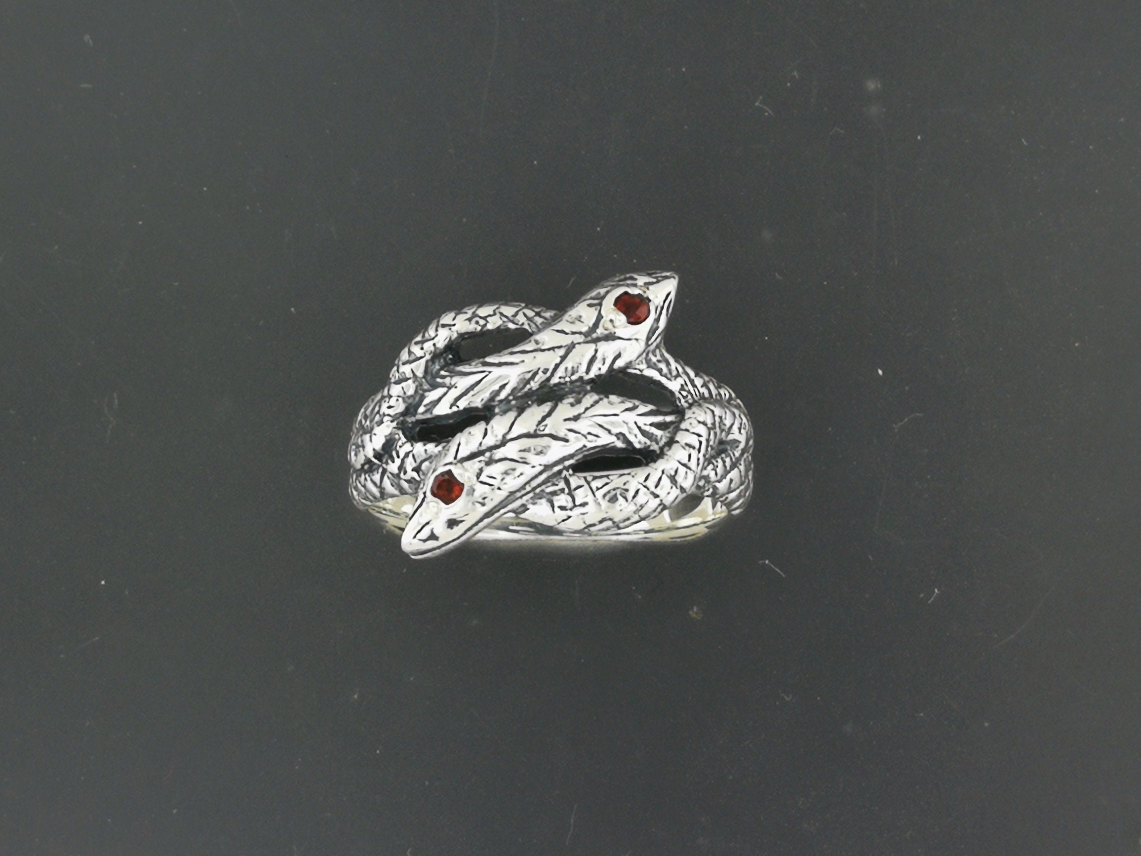 Coiled Twin Snake Ring with Gemstones in Sterling Silver | Etsy