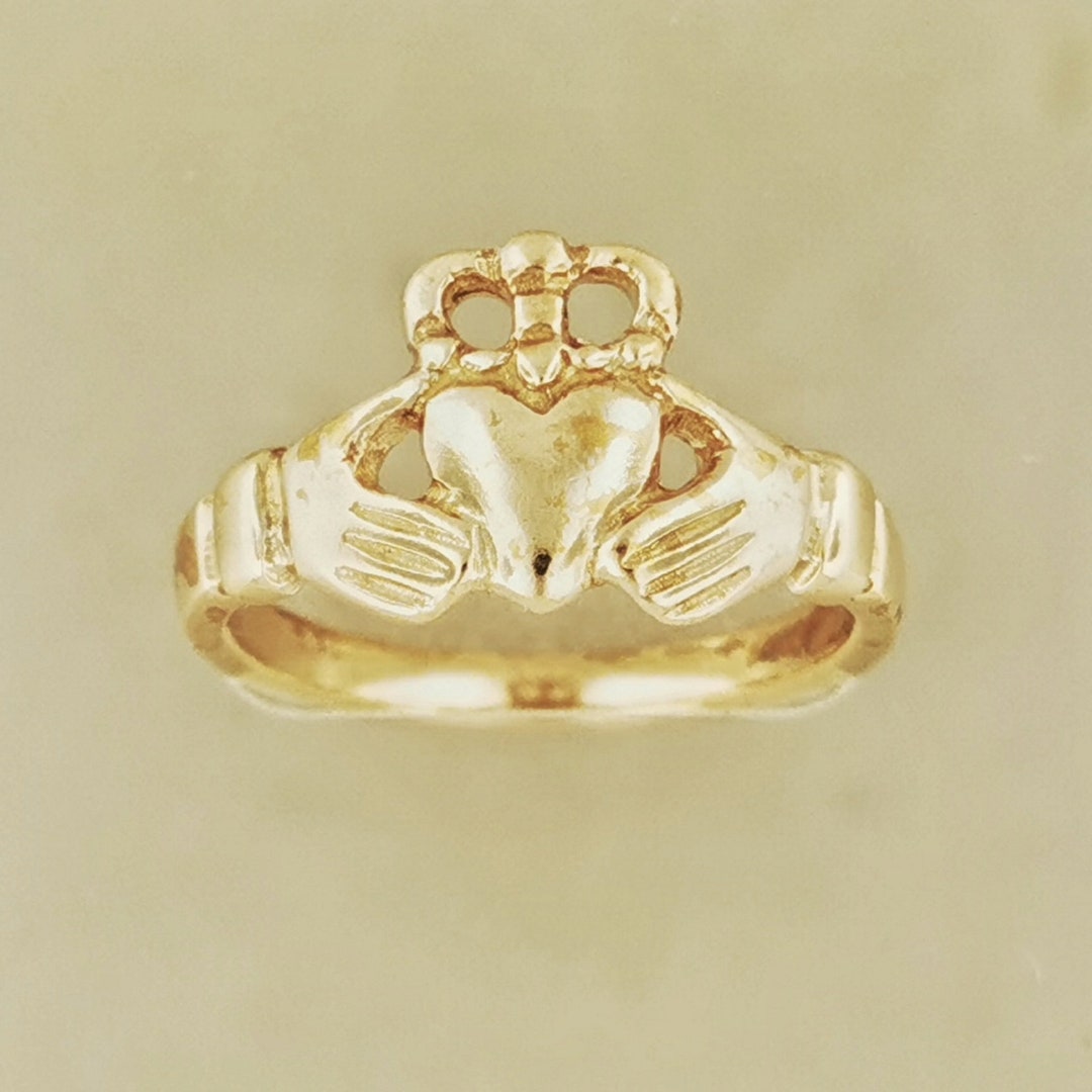 Curled Crown Claddagh Ring in 925 Silver or Bronze Celtic Irish Love ...