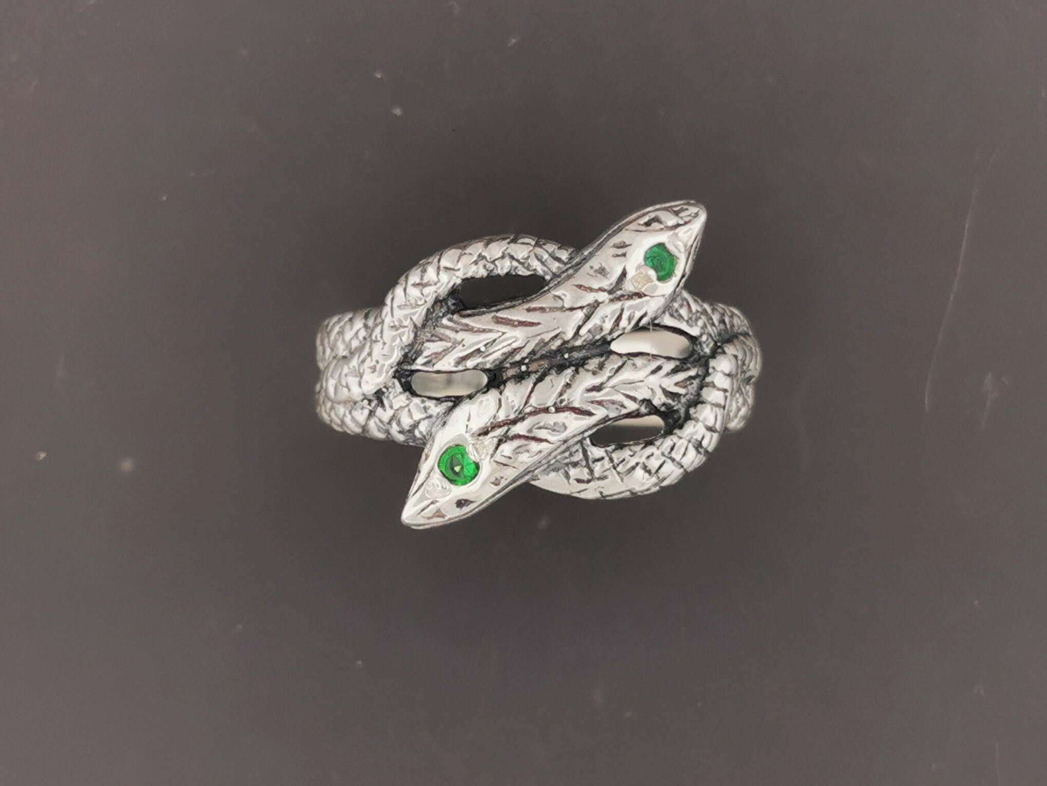 Coiled Twin Snake Ring With Gemstones in Sterling Silver - Etsy Sweden