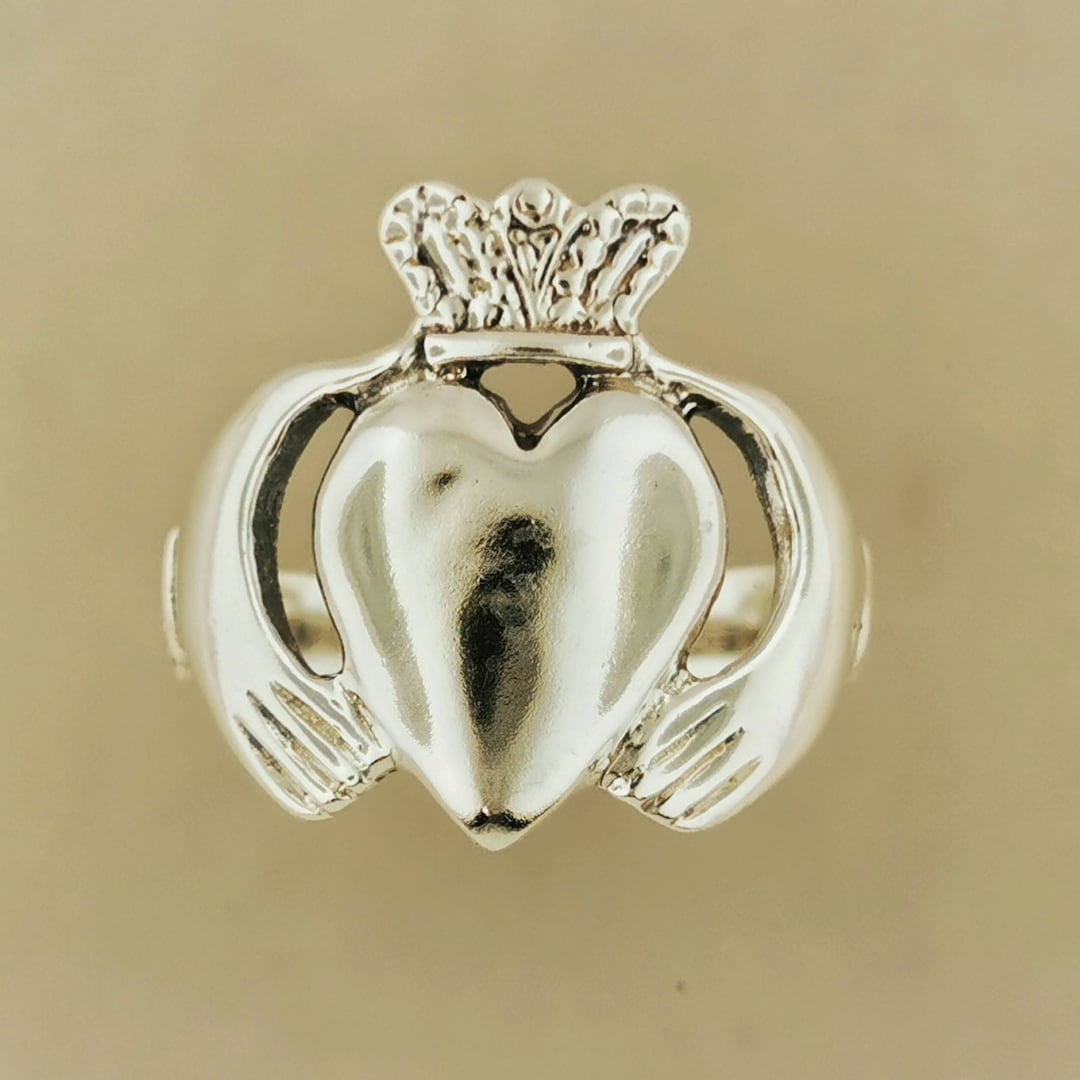 Mens Large Claddagh Ring in 925 Silver or Bronze Irish Cletic Claddagh ...