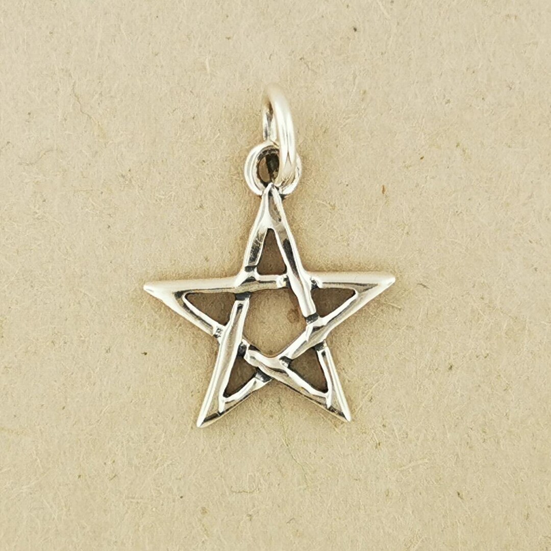 Small Pentagram Star Charm in Sterling Silver or Antique Bronze - Etsy