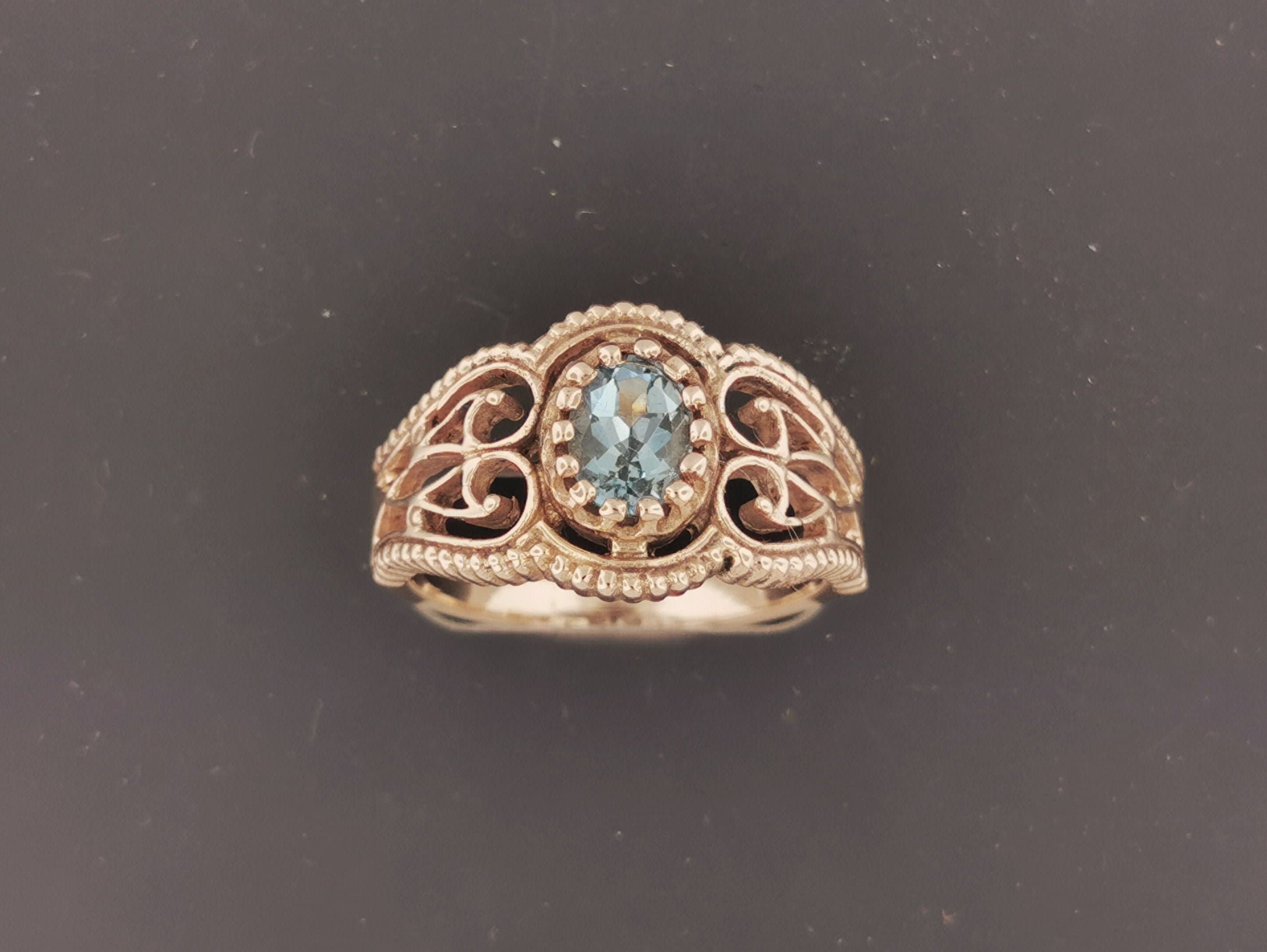 Vintage Style Filigree Ring with Gemstone in Antique Bronze | Etsy