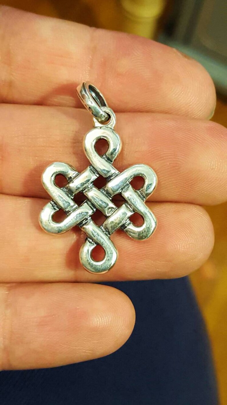 Large Endless Knot Pendant in Sterling Silver or Antique | Etsy