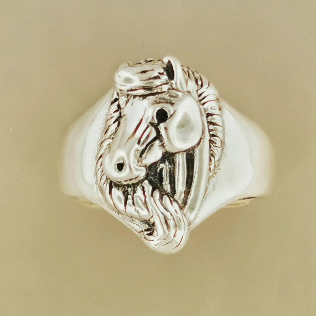 Horse Head Ring Sterling Silver or Antique Bronze Equine Ring Horse ...