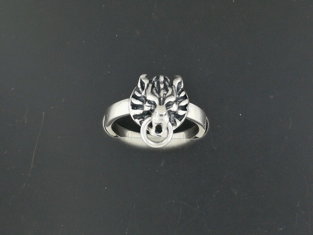 Small FF7 Fenrir Wolf Ring in Sterling Silver or Antique - Etsy