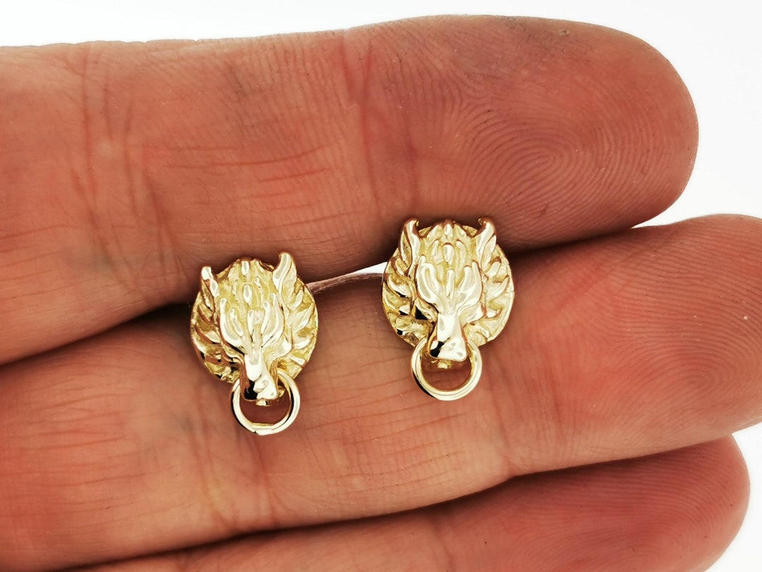 Gold FF7 Cloud Strife Wolf Stud Earrings, Gold FFVII Cloud Strife Wolf Stud Earrings, Final ...