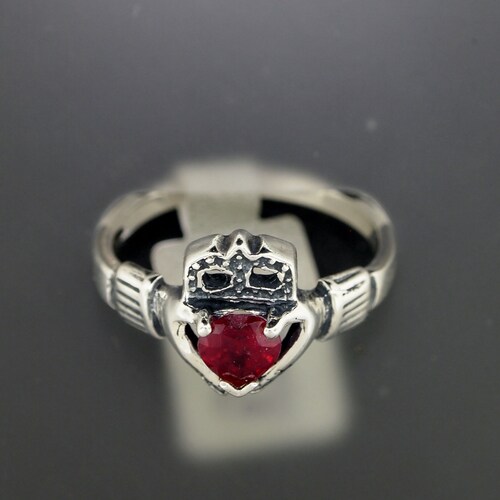 Silver Claddagh Ring Sterling Silver Ruby Claddagh Ring | Etsy